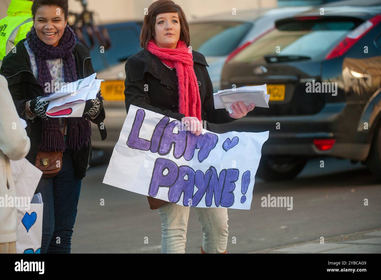 Pic shows: X factor 2010 Young fans with placards as Fledgling One ...