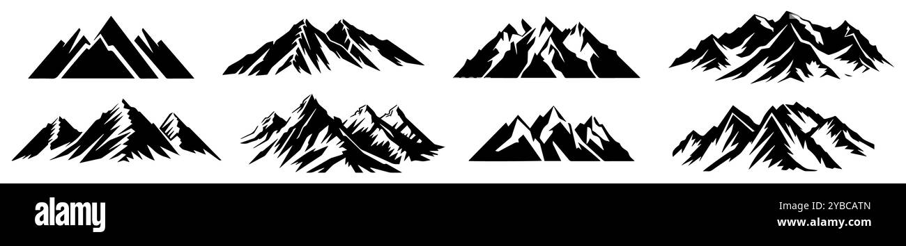 Mountains icon set. Mountain symbols isolated on white background Stock ...