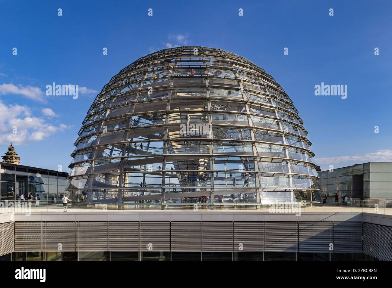 The Reichstag building roof top, glass dome open to visitors on top of ...