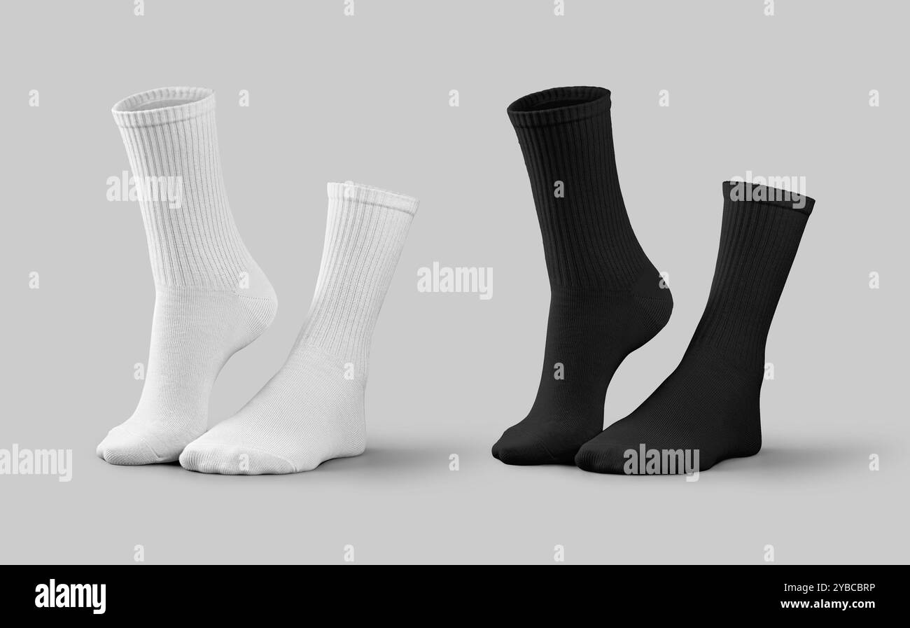 Template of white, black high socks, gaiters 3D rendering, one toe ...