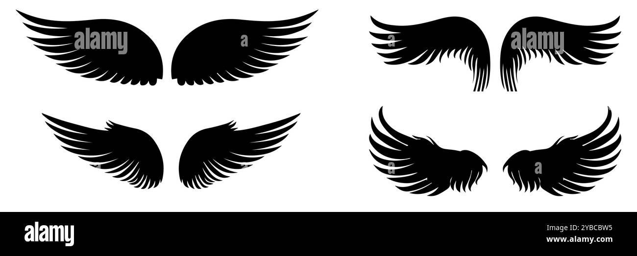 Set of black wings icons. Vector illustration Stock Vector Image & Art ...