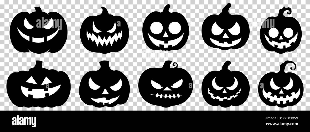Set of Halloween scary face. Vector spooky illustration Stock Vector ...