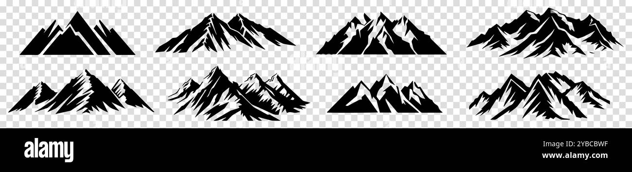 Set of rocky mountains silhouette. Vector illustration isolated on ...