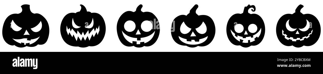 Set of pumpkins with different emotions. Vector illustration isolated ...