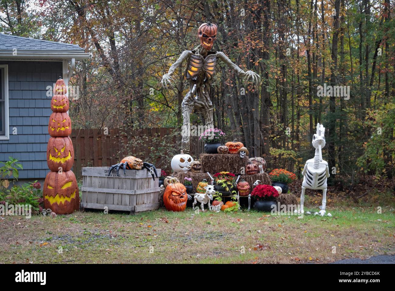 A home decorated for Halloween in a suburb of New Paltz, Ulster County ...