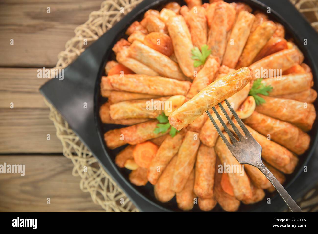 Arabic Cuisine; Middle Eastern stuffed cabbage rolls or ''Malfouf ...