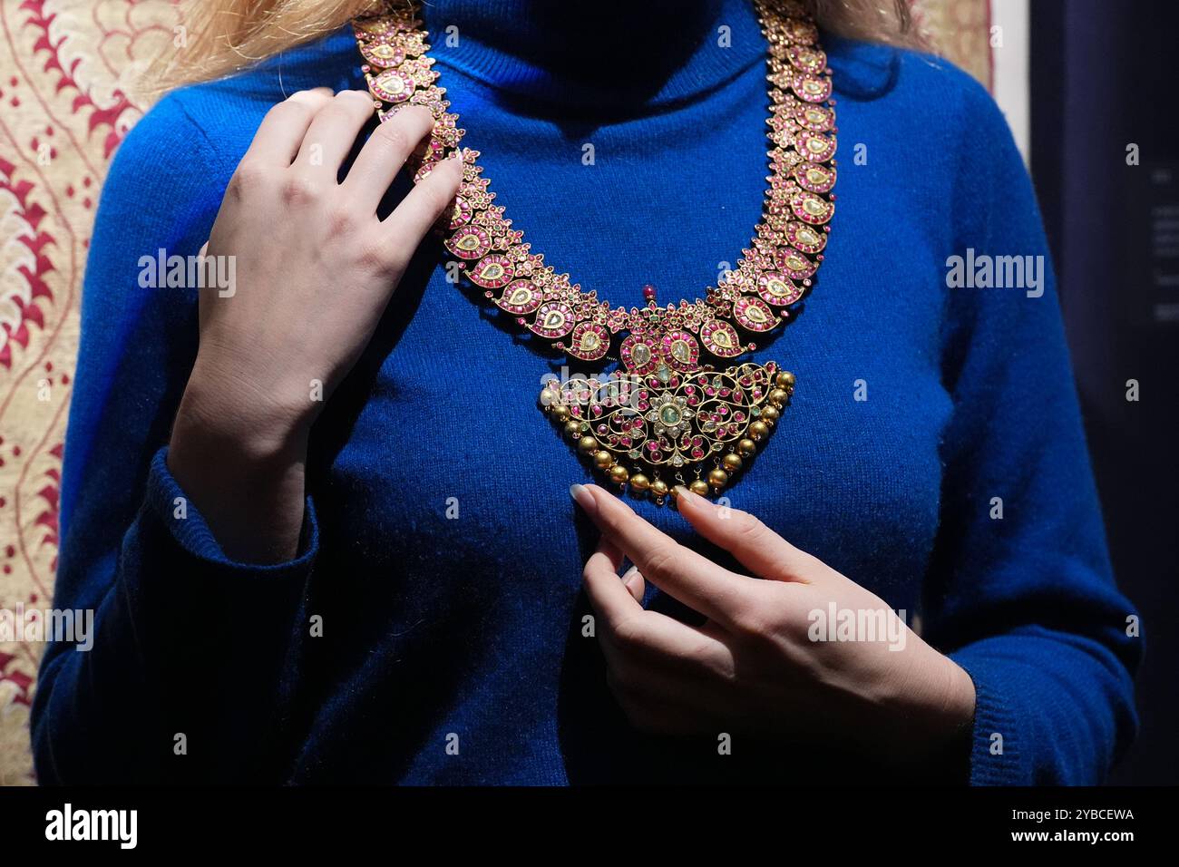 A diamond, ruby and emerald-set gold Manga Malai necklace, India, Tamil ...