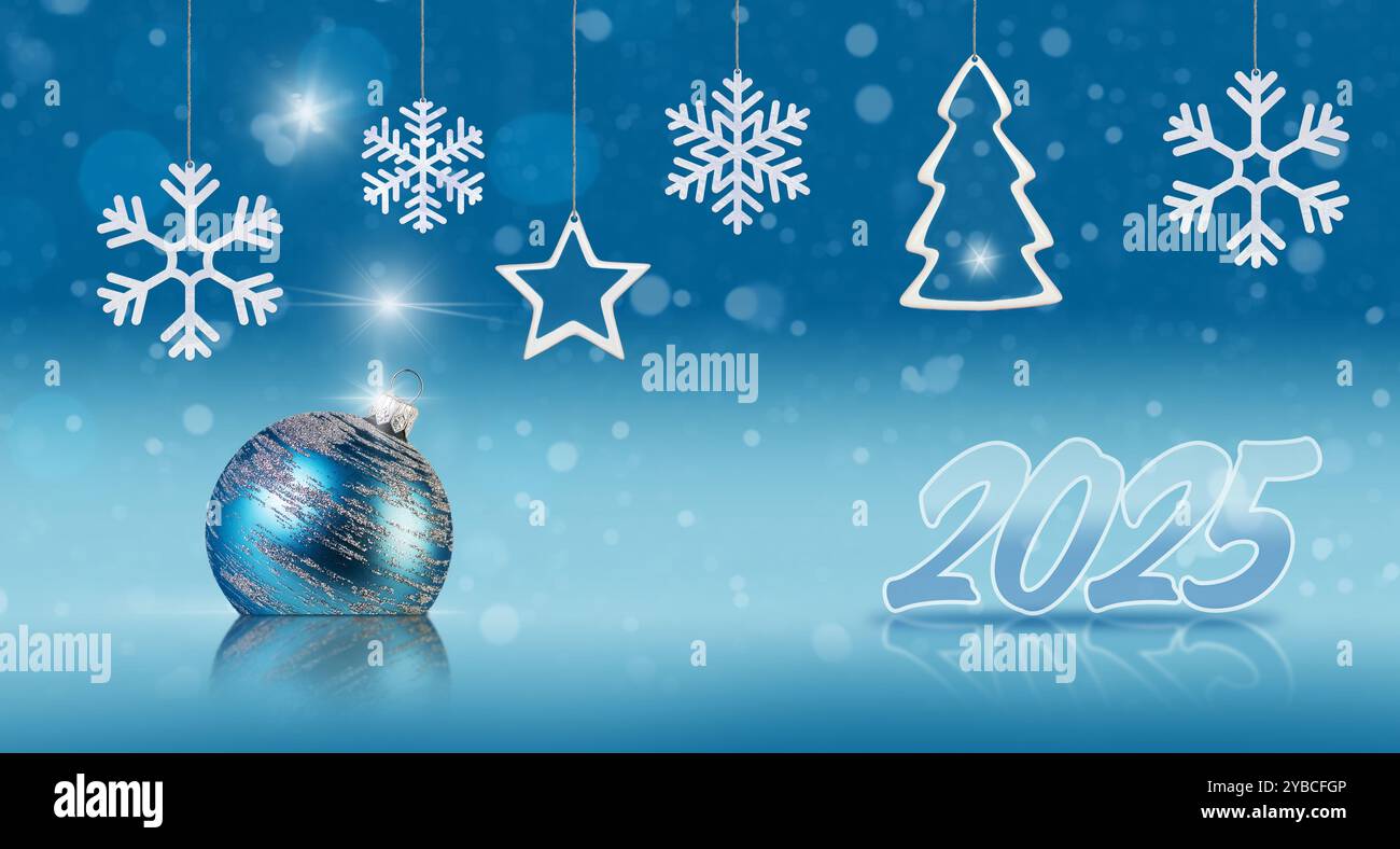 Vibrant holiday scene featuring 2025 numbers, a sparkling ornament ...