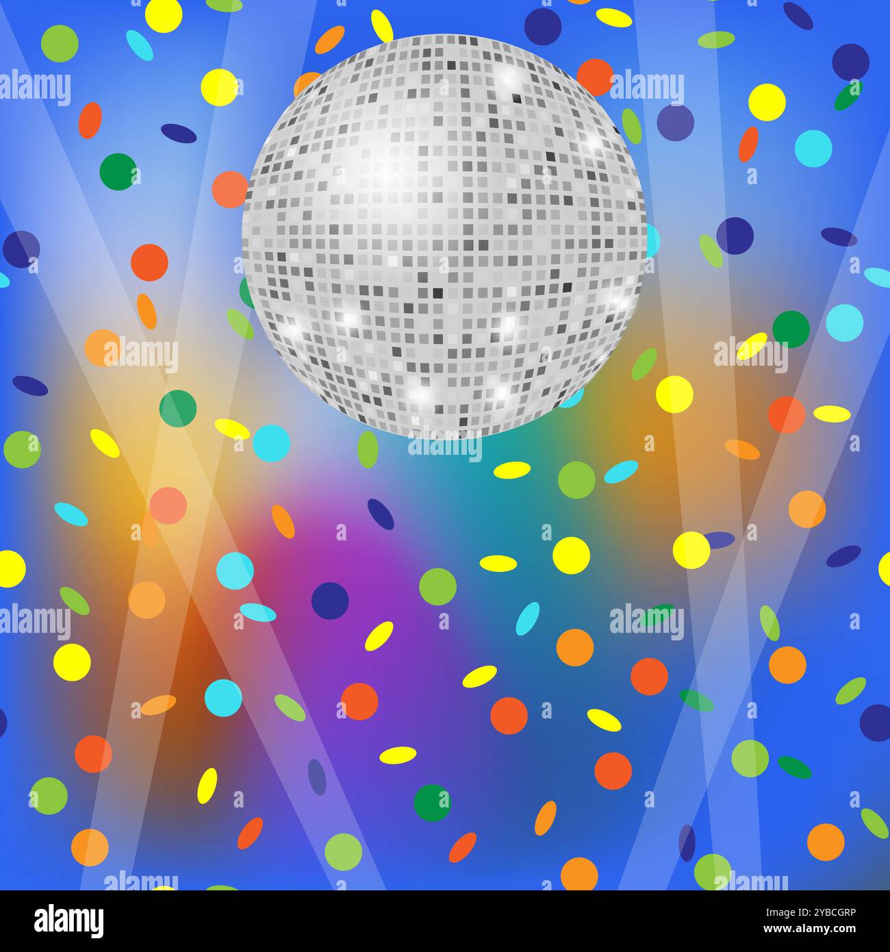 Vector disco ball with confetti pattern. Light snow. Colorful bright ...