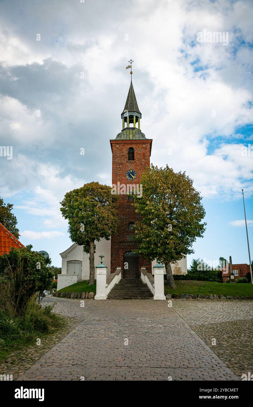 Historic Brick Church Tower with Dramatic Cloudy Sky in ebeltoft ...