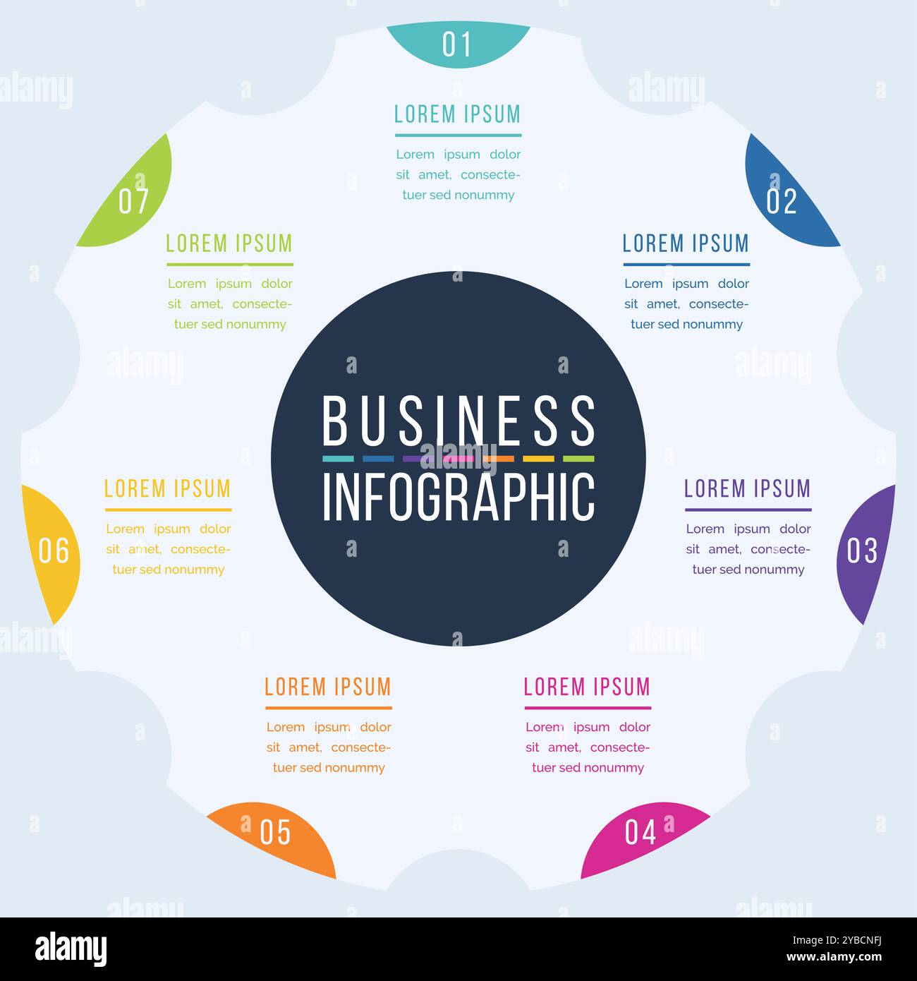 7 Options Infographic template 7 steps, objects, elements or options ...
