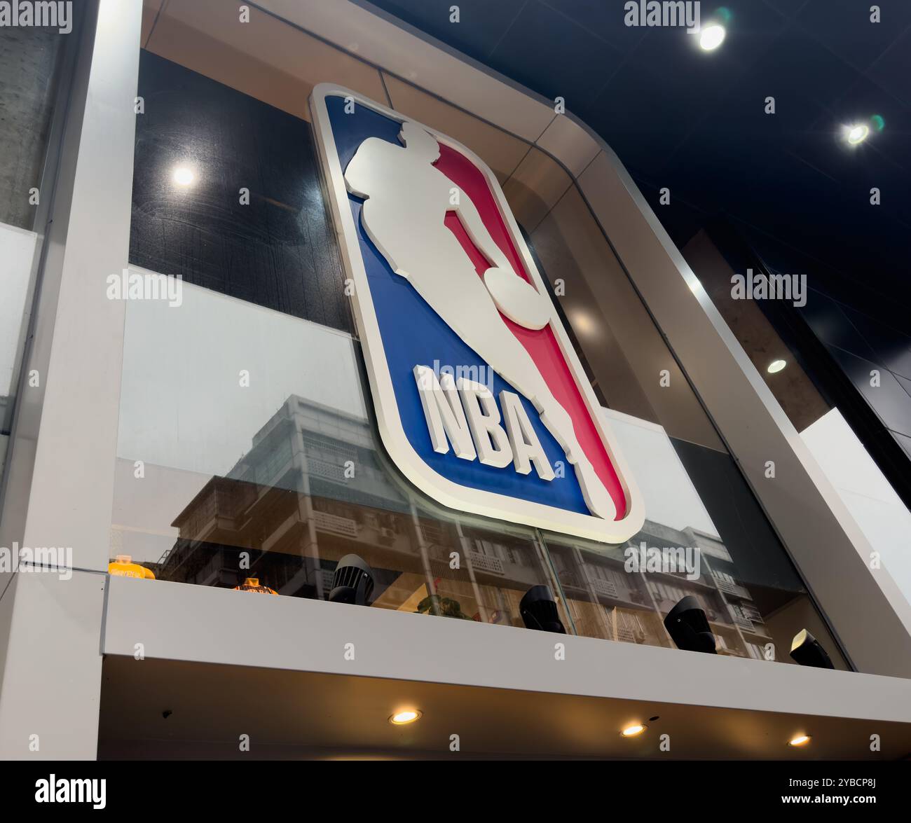 Guangzhou, China, March 11, 2024: A sign for the NBA Store. NBA logo ...