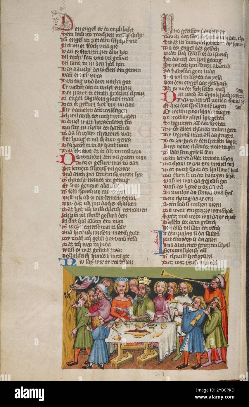 The Writing on the Wall at Belshazzar's Feast; Weltchronik, about 1400 ...