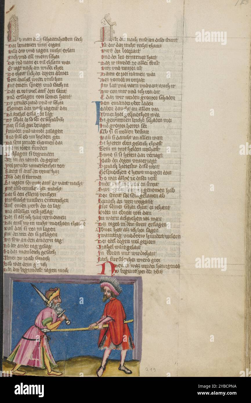 Abner Killing Asahel; Weltchronik, about 1400-1410 Stock Photo - Alamy