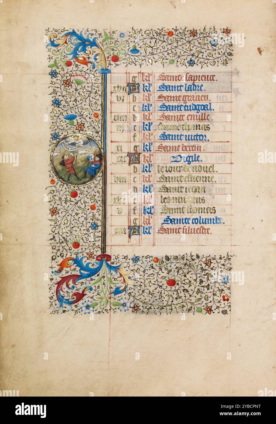 December Calendar Page; The Annunciation to the Shepherds; Book of ...
