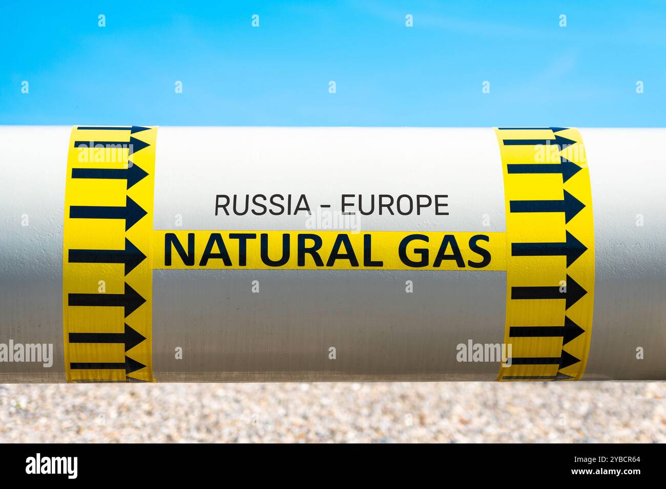 Gas export from Russia to Europe. Natural gas pipeline showing the ...