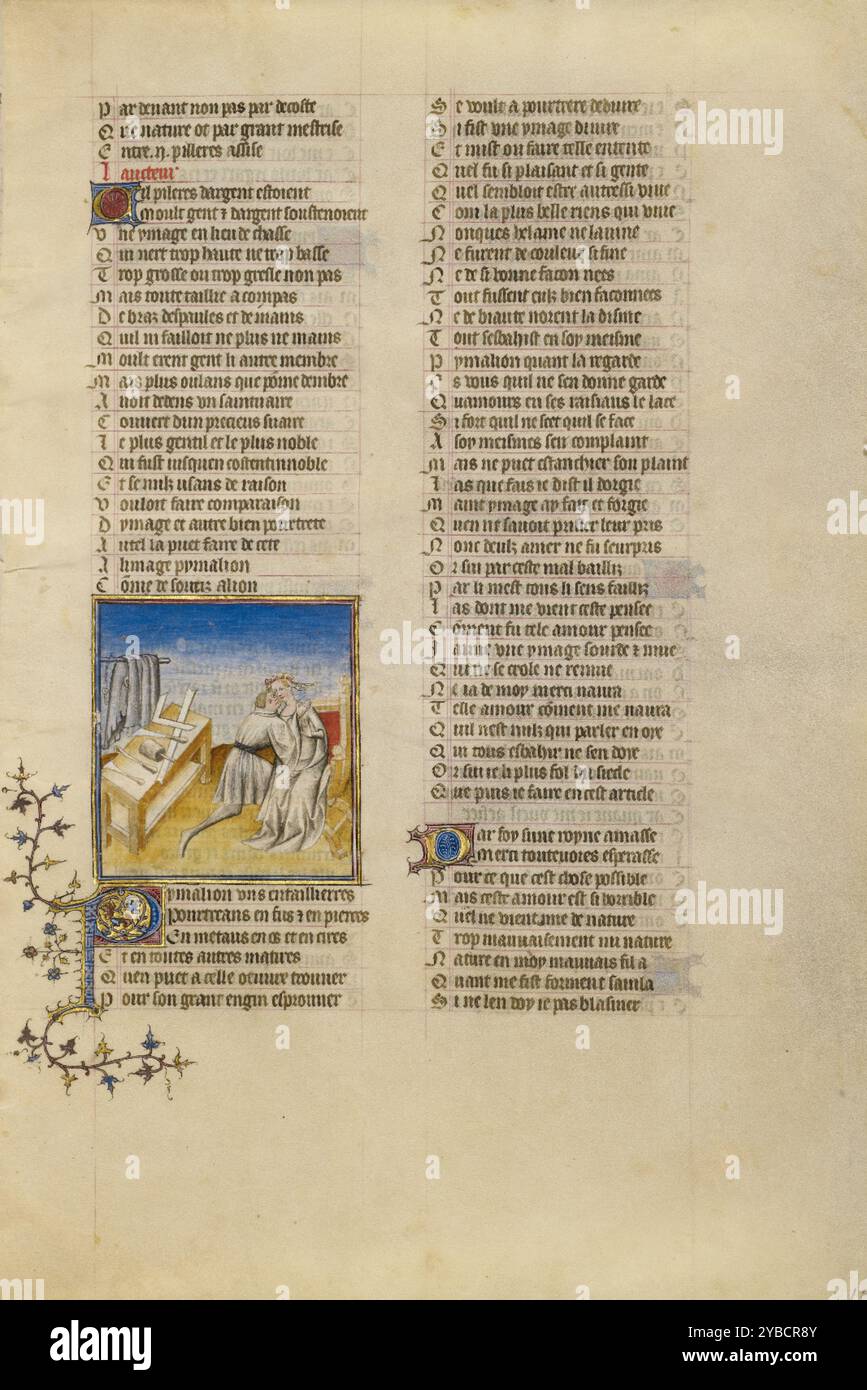 Pygmalion; Roman de la Rose, about 1405. The sculptor Pygmalion fell in ...