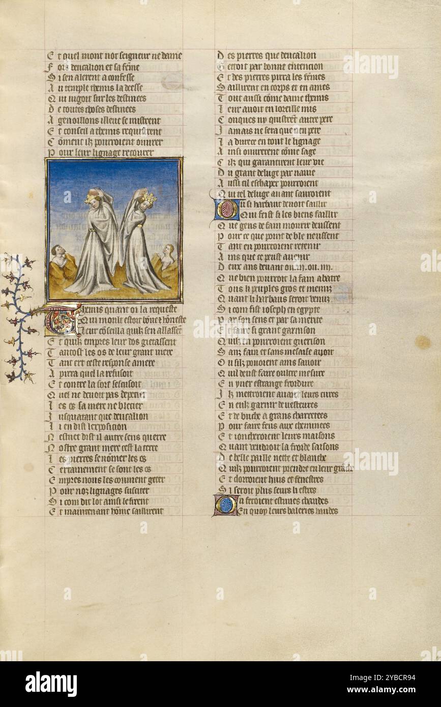 Dukalion and Pyrrha Throwing Stones over their Shoulders; Roman de la ...