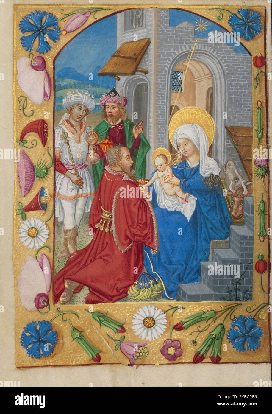 The Adoration of the Mag; Book of Hours, early 16th century Stock Photo ...