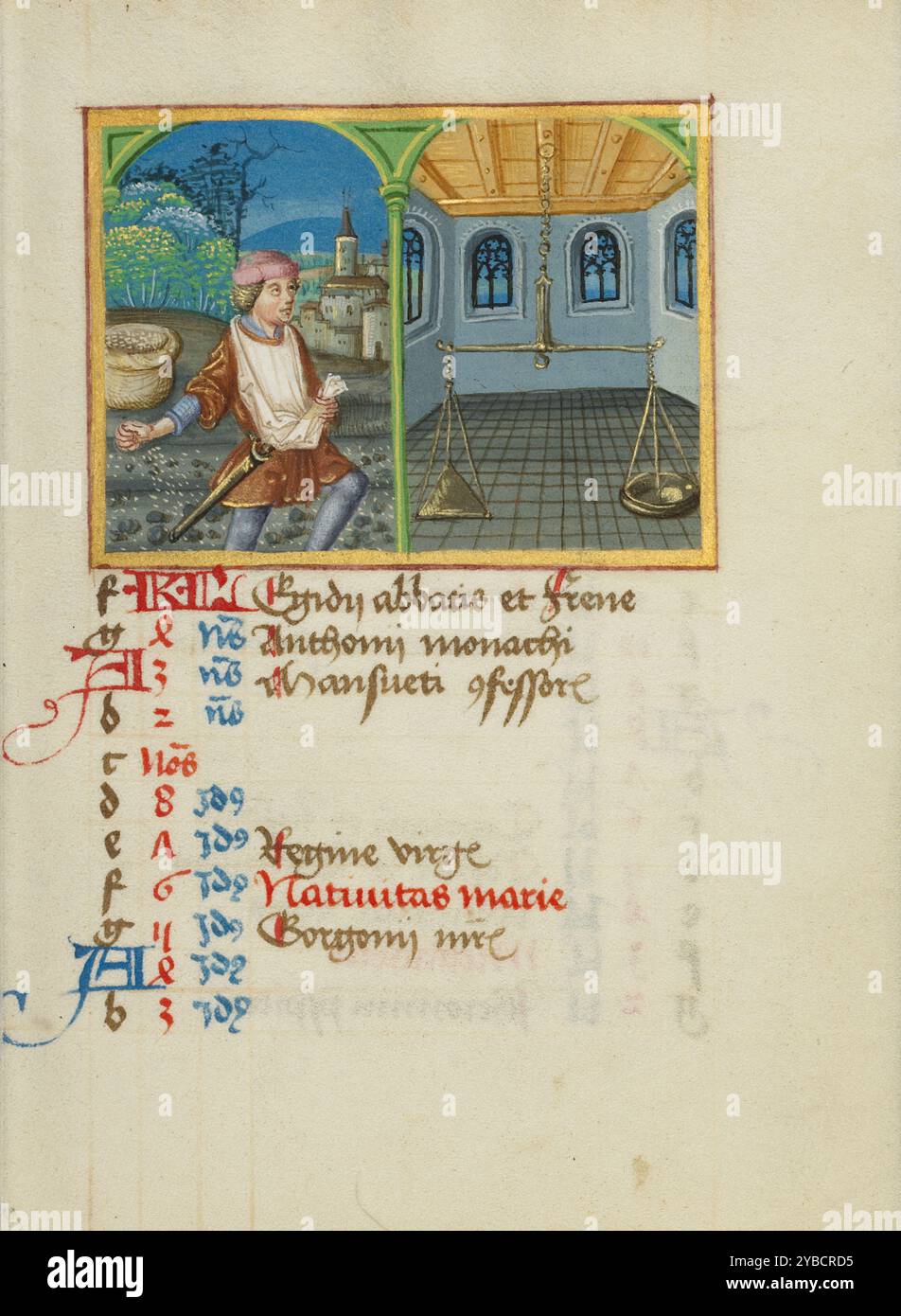 September Calendar Page; Sowing; Libra; Book of Hours, early 16th ...