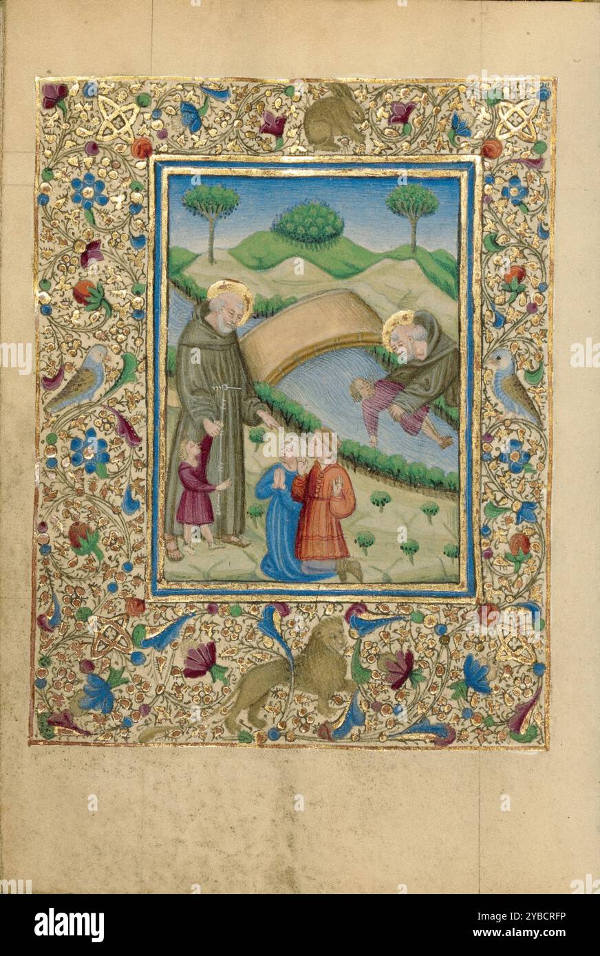Saint Bernardino of Siena Rescuing Boys from a River; Book of Hours ...