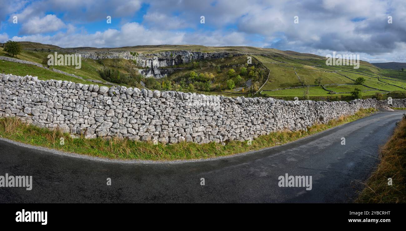 The Cove road that hugs the landscape beside the famous Malham Cove ...