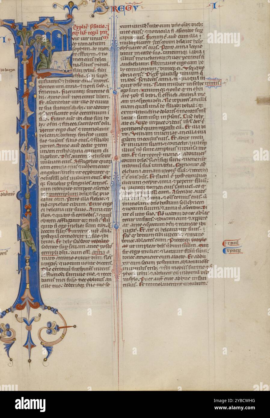 Initial F: Elkanah with Hannah and Peninnah in the Temple; Abbey Bible ...