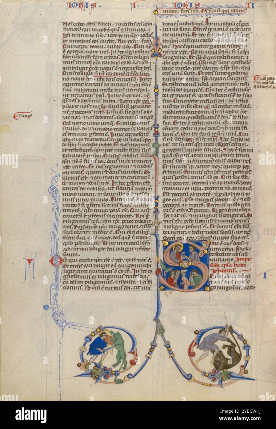 Initial S: Christ Delivering a Scroll to a Man; Abbey Bible, about 1250 ...