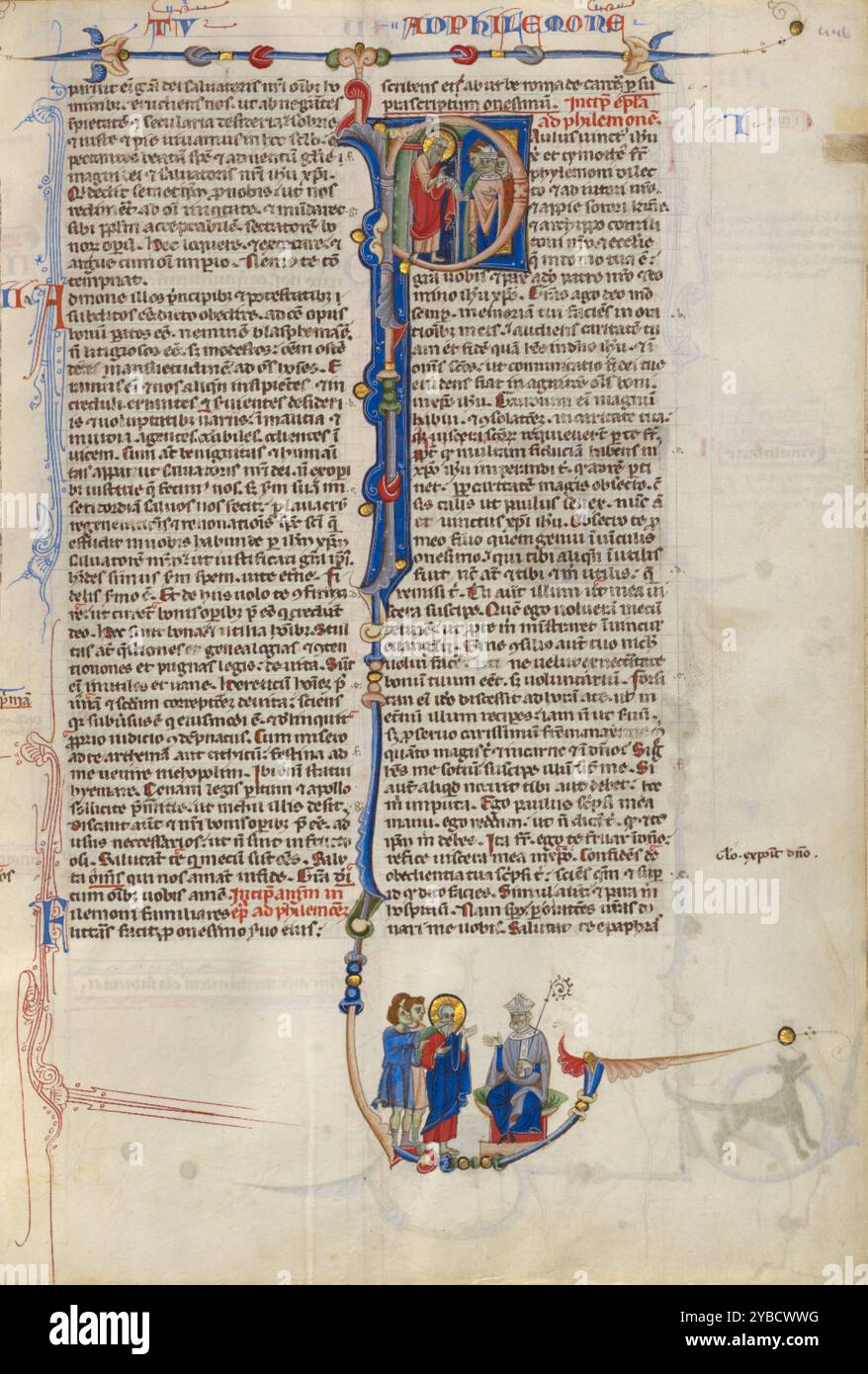 Initial P: Saint Paul Giving a Scroll to a Bishop; Abbey Bible about ...