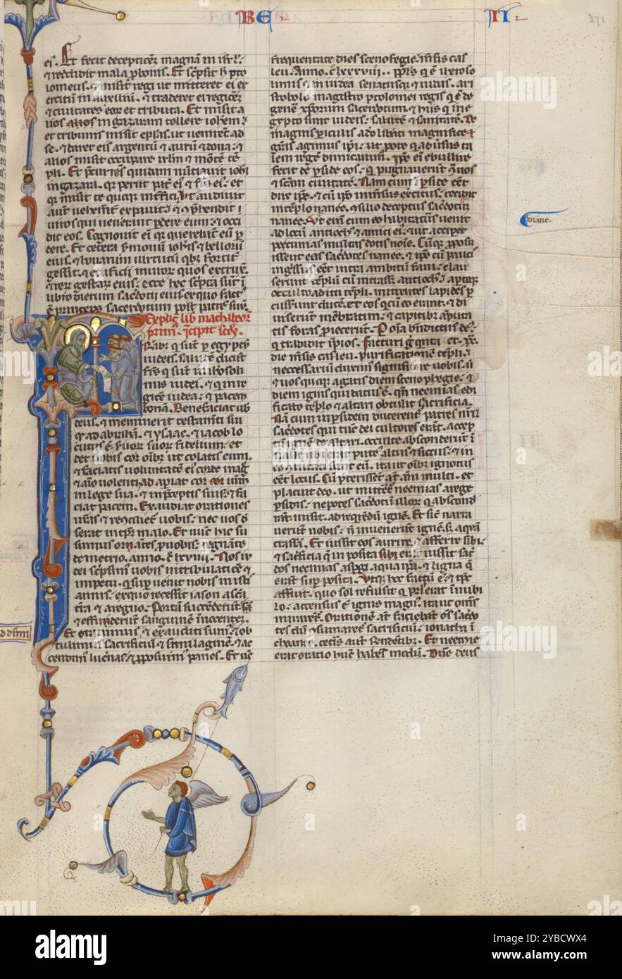 Initial F: Seated Prophet Showing a Scroll to Monks; Abbey Bible, about ...