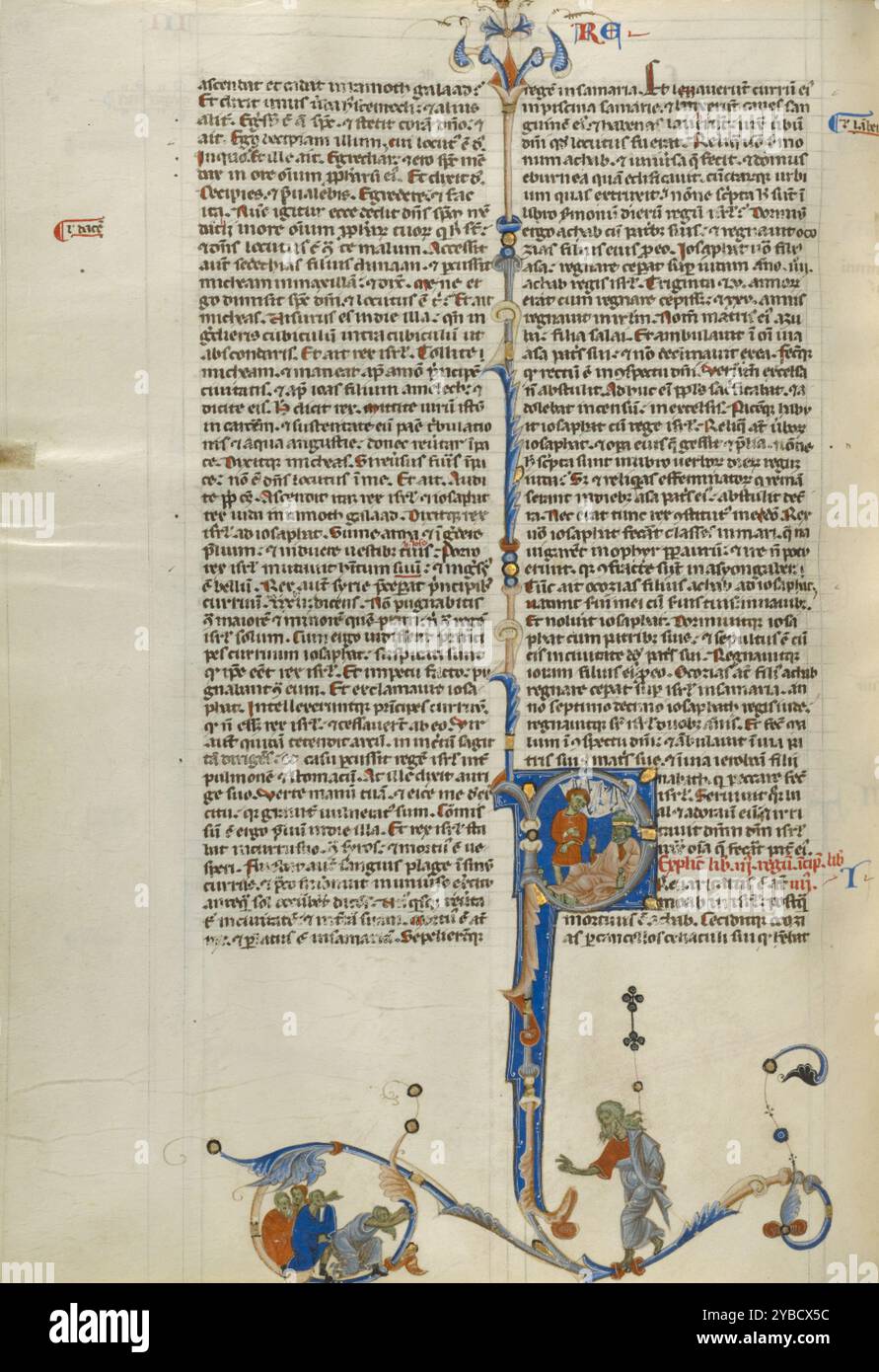 Initial P: King Ahaziah Reclining on a Couch; Abbey Bible, about 1250 ...