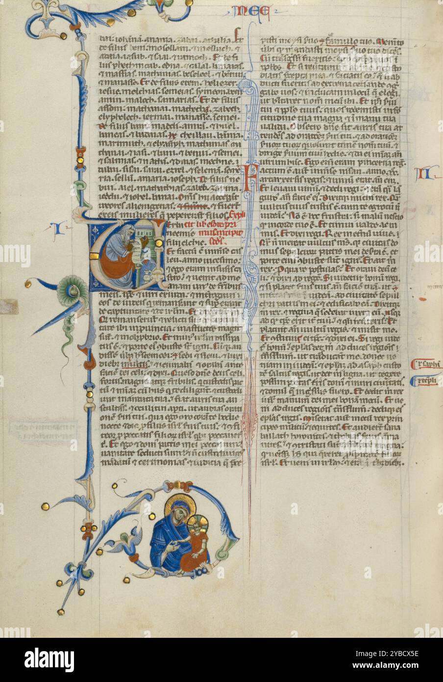 Initial V: A Prophet Writing; Abbey Bible, about 1250-1262 Stock Photo ...