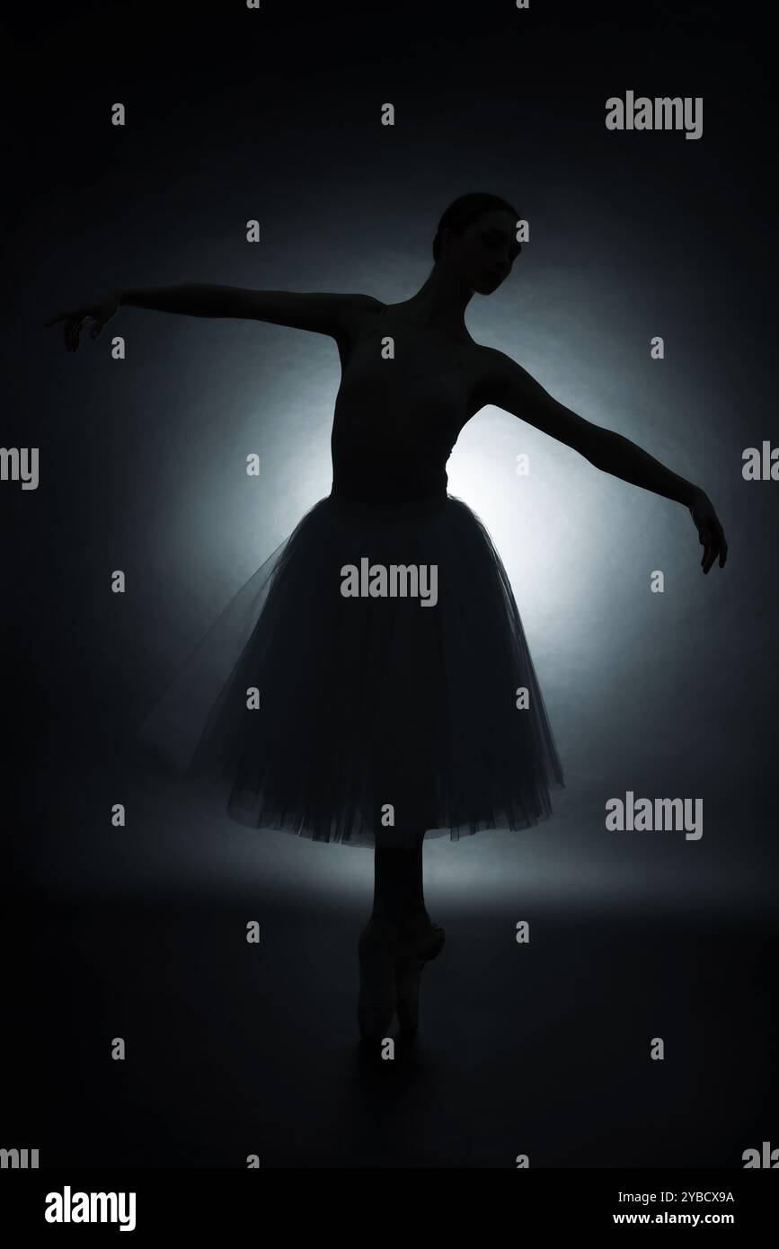 Silhouette young woman dancing gymnastic hi-res stock photography and ...