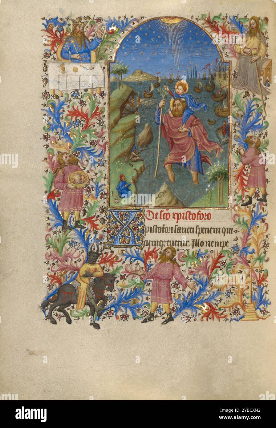 Saint Christopher Carrying the Christ Child; Book of Hours, about 1420 ...