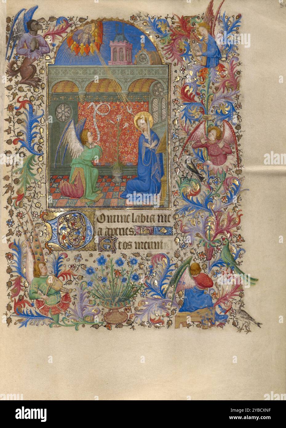 The Annunciation; Book of Hours, about 1420. Mary receives the news of ...