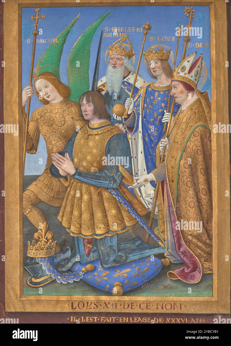 Louis XII Kneeling in Prayer Accompanied by Saint Michael, Saint ...