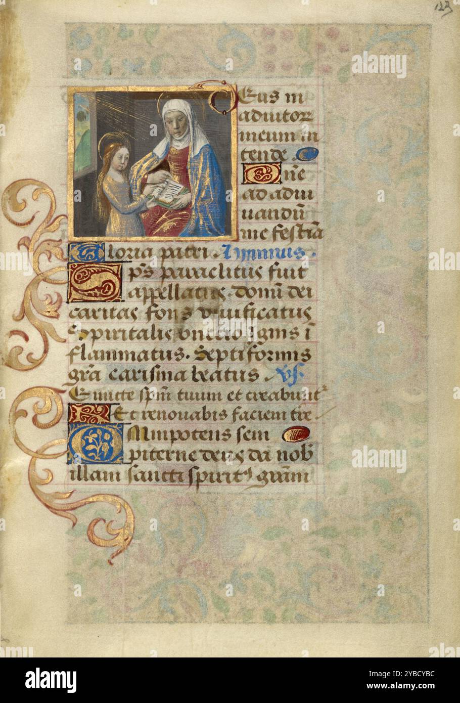 Anna Teaching the Virgin Reading; Poncher Hours, about 1500 Stock Photo ...