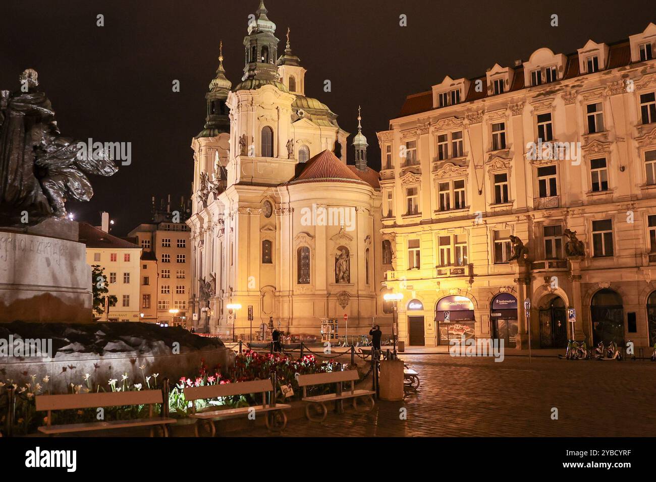 Night photo of Prague street, gothic style Stock Photo - Alamy
