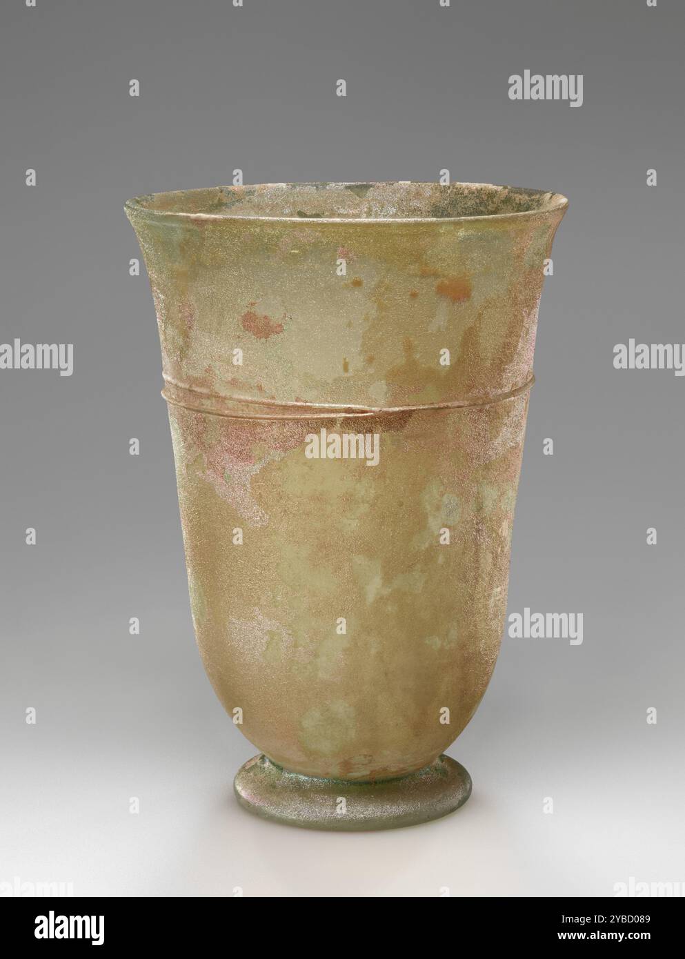 Beaker, 2nd century A.D. Additional Info: This dark green glass beaker ...