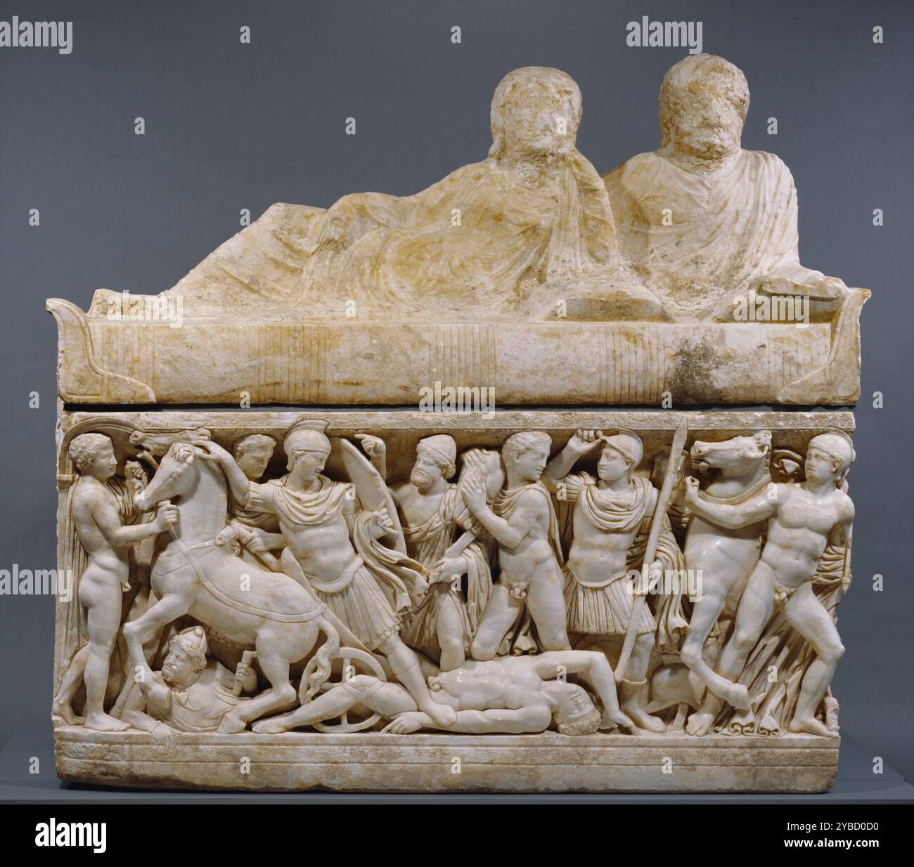 Sarcophagus with lid and 4 unjoined fragments, A.D. 180-220. Additional ...