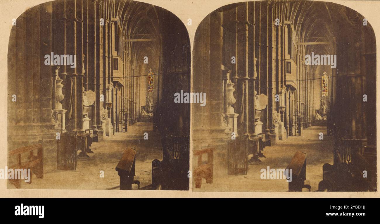 Interior of Westminster Abbey; North Aisle of The Nave, looking West ...