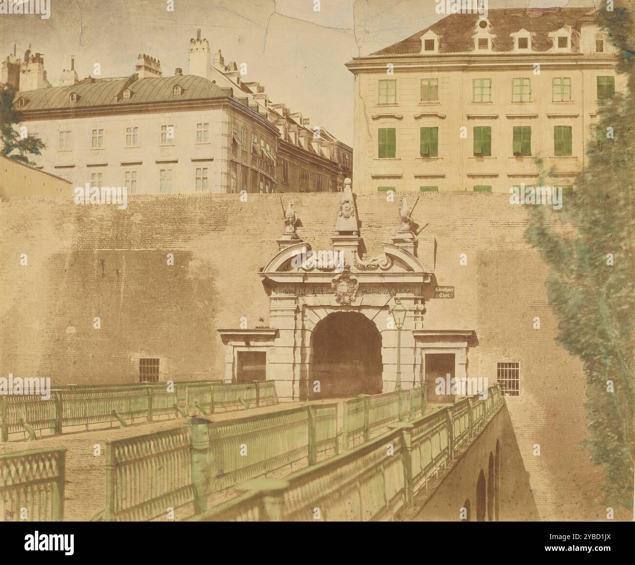 Carinthian Gate, about 1858. An arched gate leading through a high ...