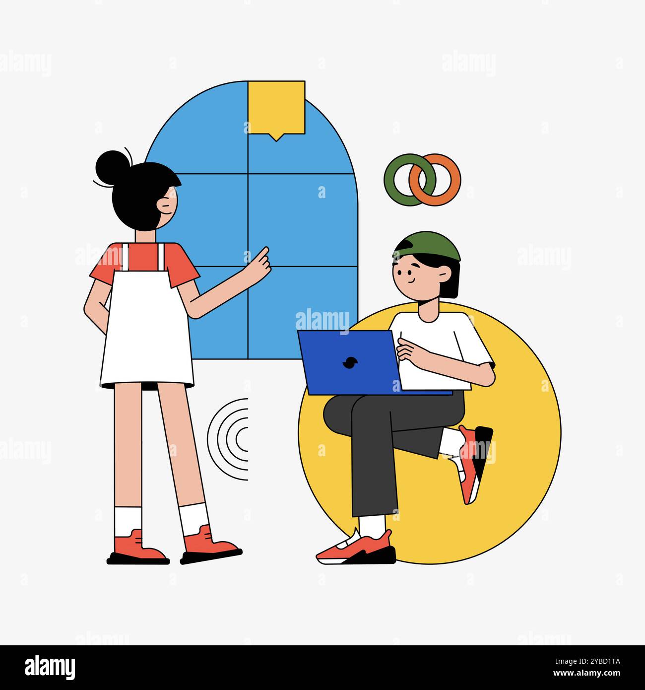 Two Young Adults Collaborating On A Digital Project With Laptop In Flat ...