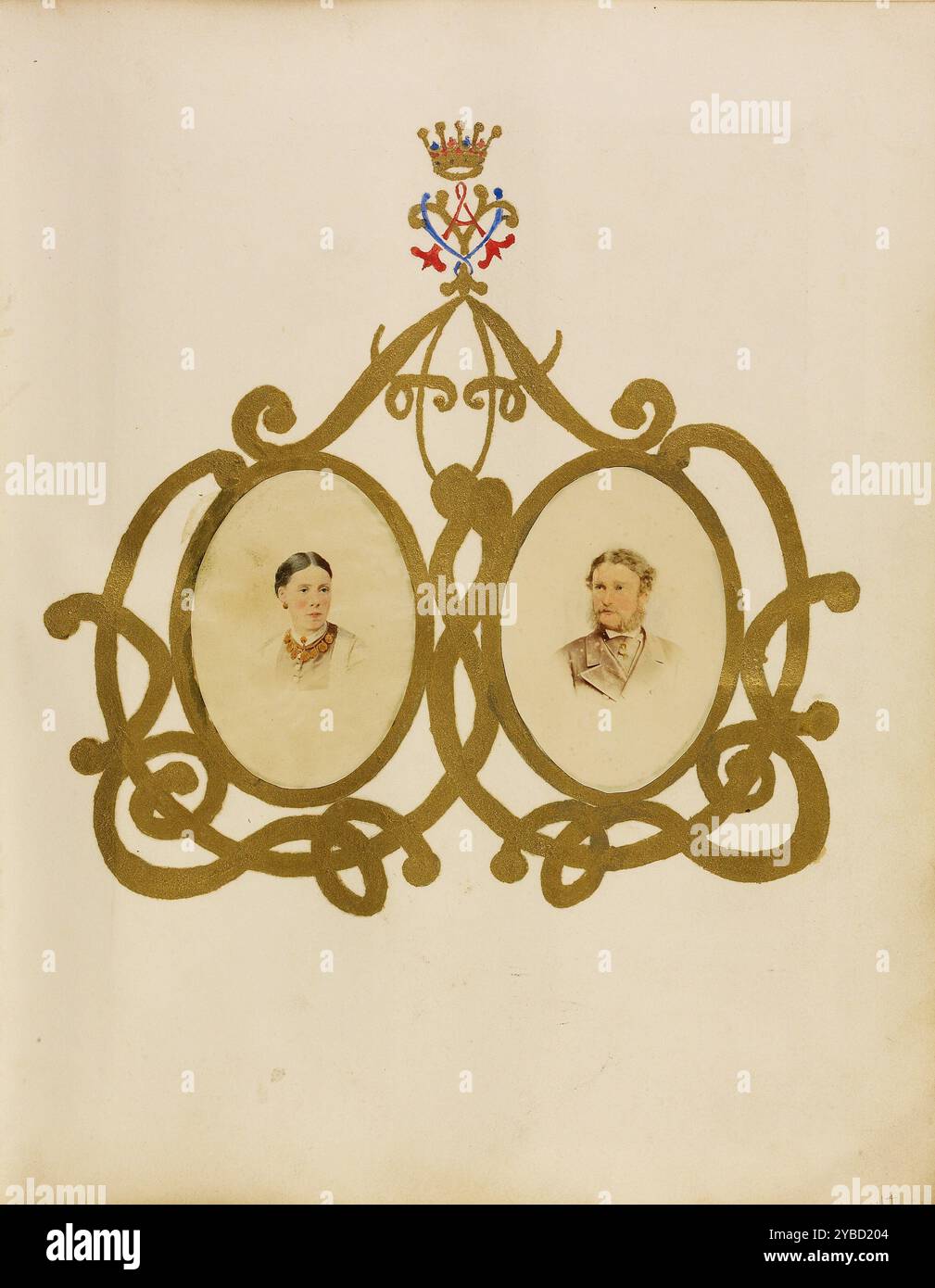 Collage of Lord and Lady Yarborough beneath Lady Yarborough's monogram ...