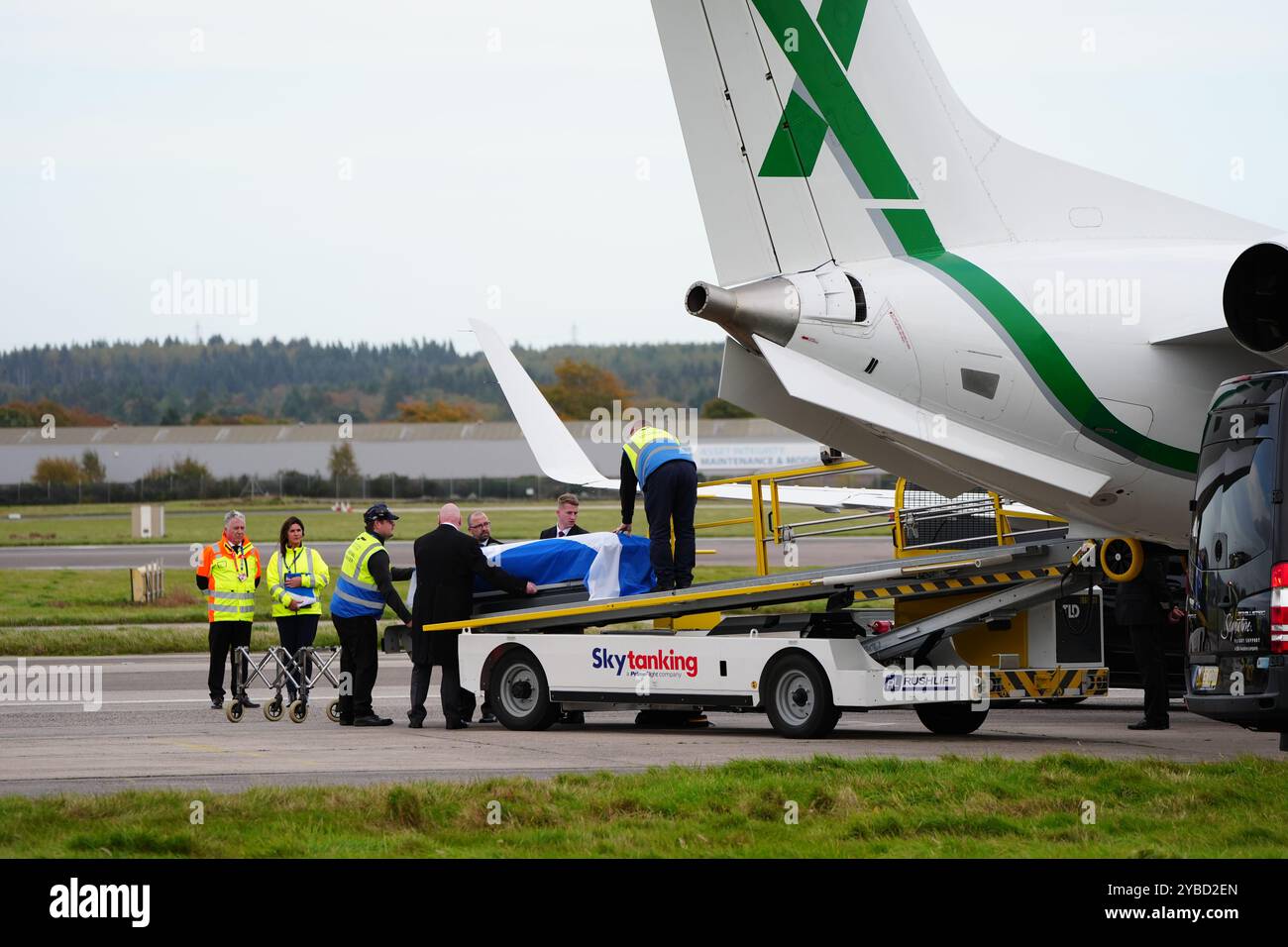 The coffin of former first minister of Scotland Alex Salmond draped in ...