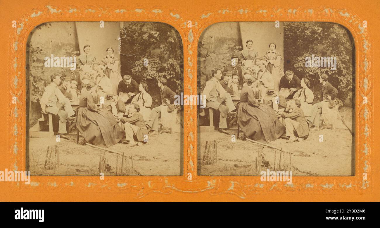 Social scene: group of people outdoors, 1855-1860 Stock Photo - Alamy