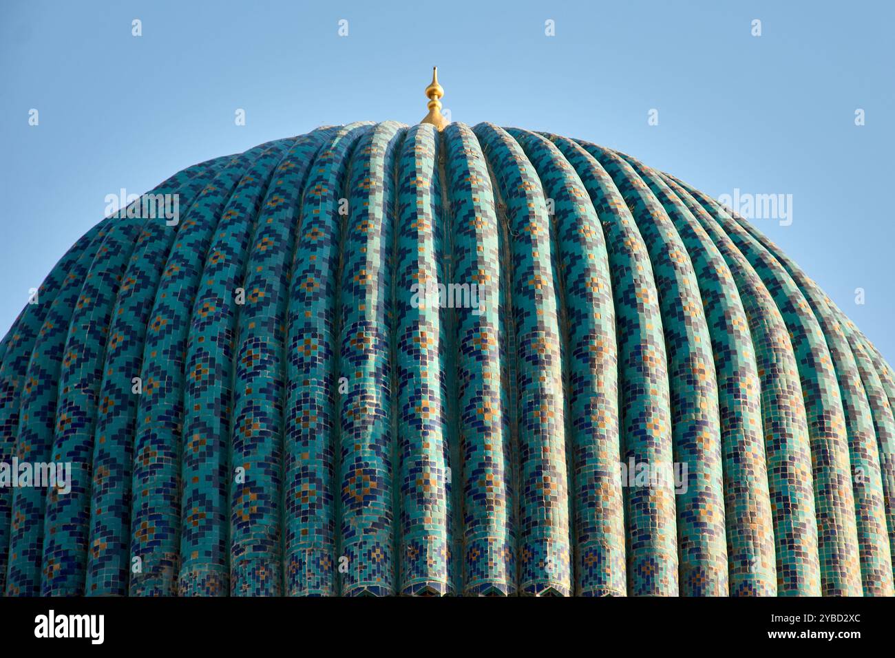 Close-up of the blue dome of Gur-e-Amir, the mausoleum of the Asian ...