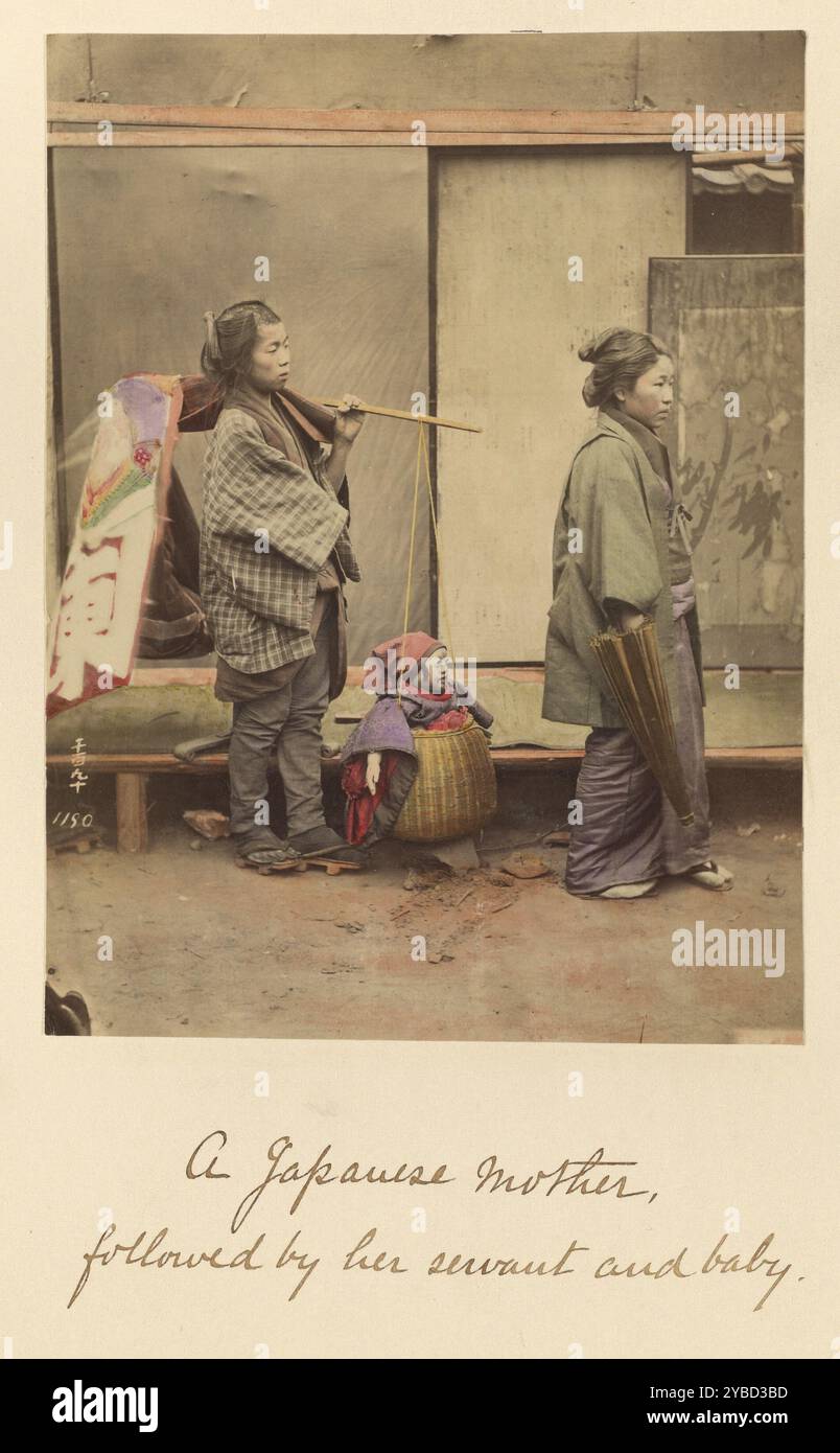 A Japanese mother followed by her servant and baby, about 1873-1883 ...