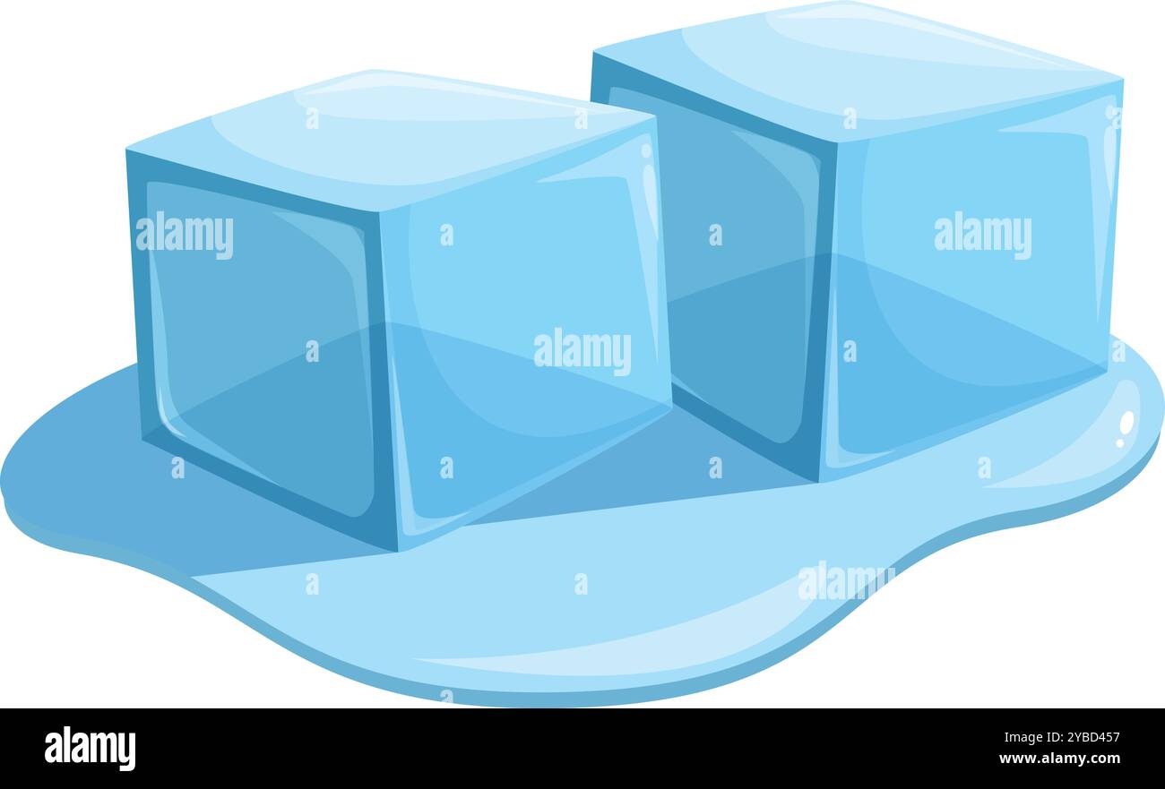 Two cartoon ice cubes are slowly melting on a puddle of water Stock Vector Image & Art - Alamy