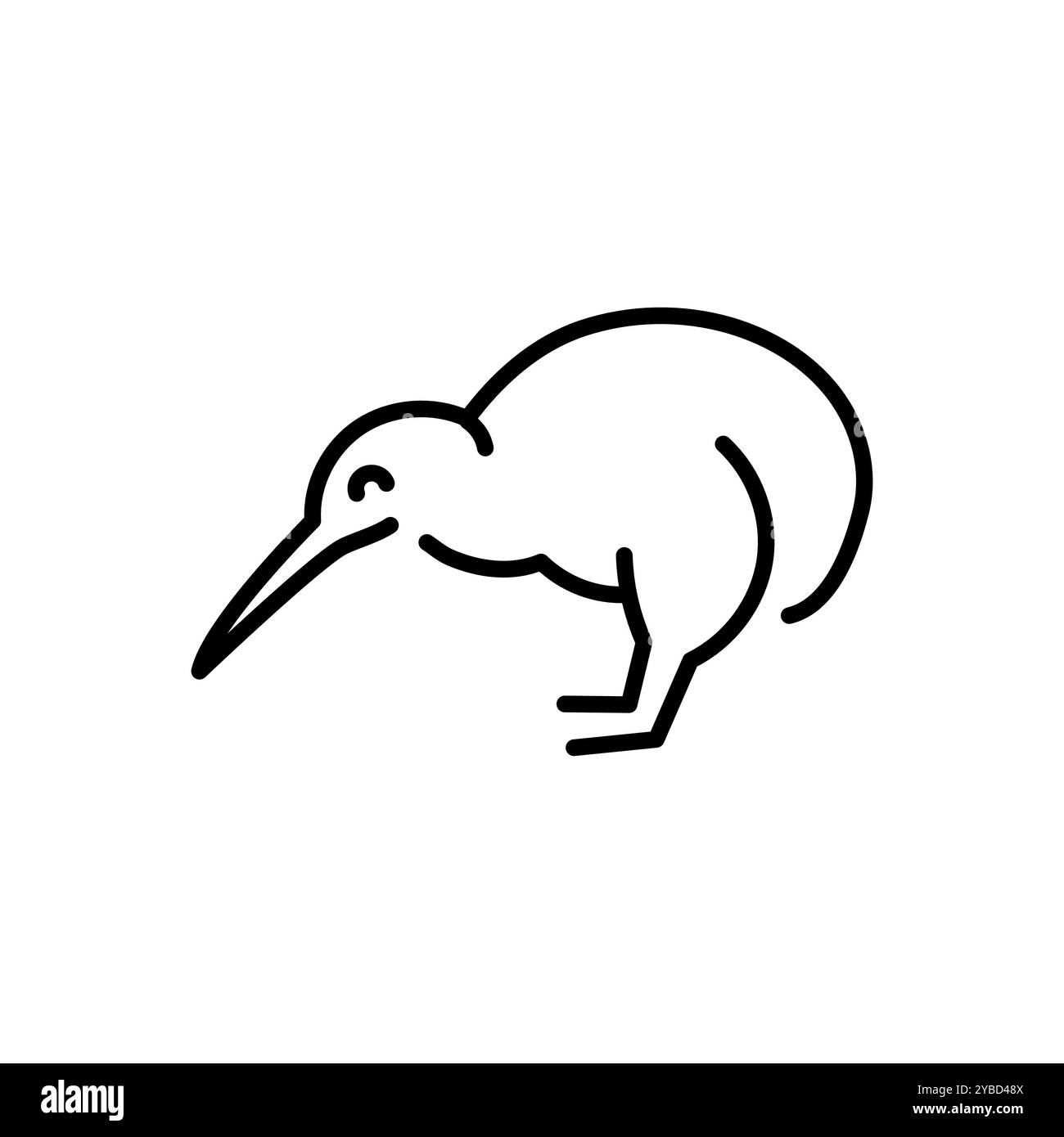 Australian bird kiwi black line illustration. Animals of Australia ...